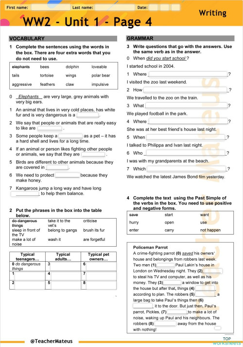 Writing: interactive worksheets and online exercises | TopWorksheets