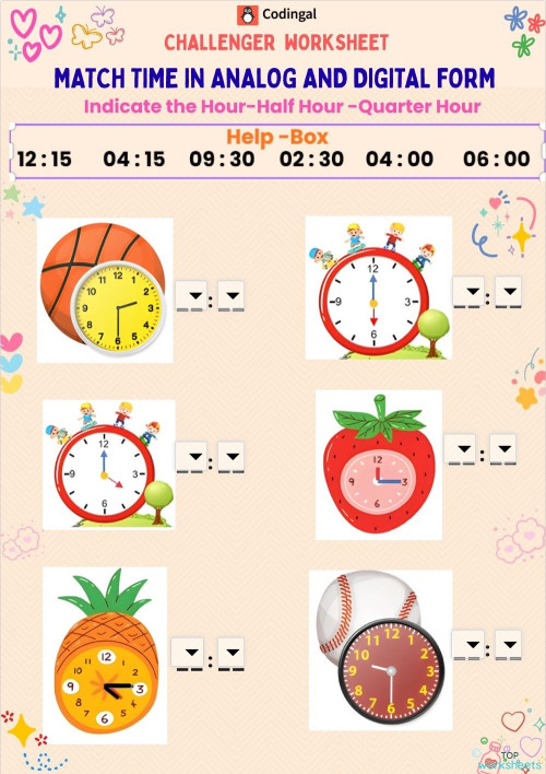 M_G01M14L50_WE03_Introduction to Telling Time. Interactive worksheet ...