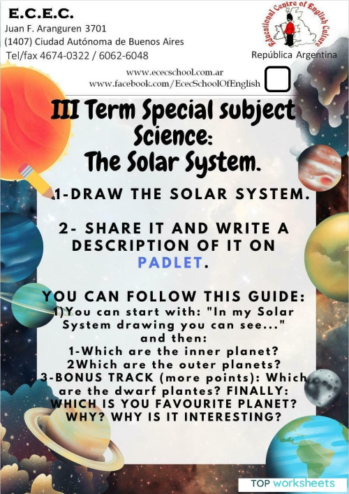 II TERM TEST Special Subect The Solar System. Interactive worksheet ...