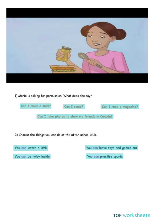 At the after-school club. Interactive worksheet | TopWorksheets