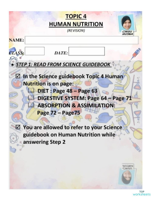 Human Nutrition MCQ overall. Interactive worksheet | TopWorksheets