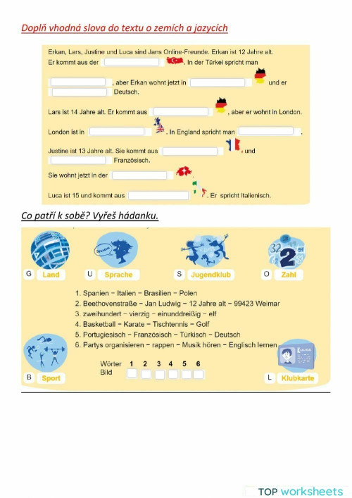 Klett 1, 1.3 Téma Länder, Sprachen. Interactive worksheet | TopWorksheets