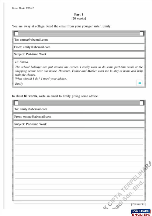 UASA Form 1 -3 Writing Task. Interactive worksheet | TopWorksheets