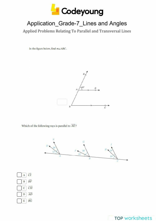 Applied Problems Relating To Parallel and Transversal Lines Application ...