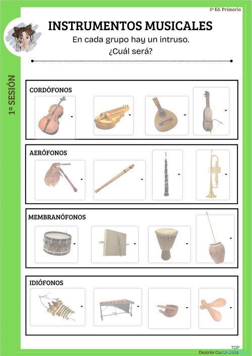 Instrumentos musicales: fichas interactivas y ejercicios online ...