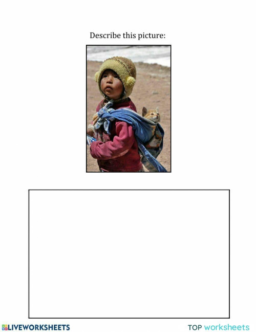 Writing Picture Description-Girl with cat. Interactive worksheet ...
