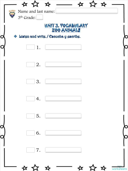 3rd G. Unit 3. Vocabulary. Spelling practice activity. Interactive ...