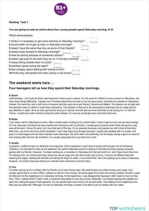 Gold B1+ End of Term - Reading. Interactive worksheet | TopWorksheets
