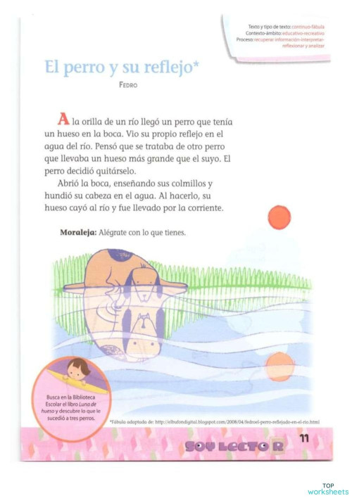 Lectura 1 el perro y su reflejo. Ficha interactiva | TopWorksheets