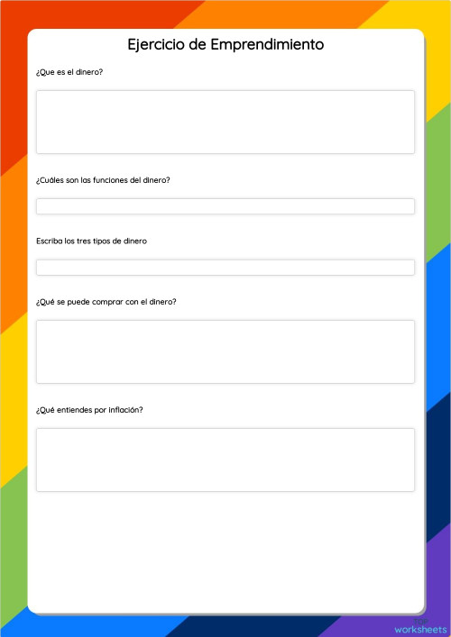 Ejercicio de Emprendimiento. Ficha interactiva | TopWorksheets