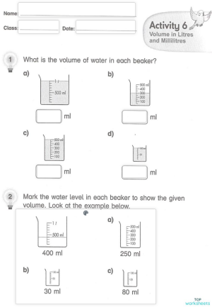 Volume in L and mL Y3. Interactive worksheet | TopWorksheets