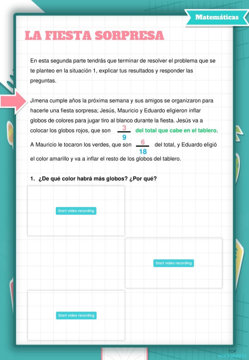 LA FIESTA SORPRESA (PARTE 2). Ficha interactiva | TopWorksheets