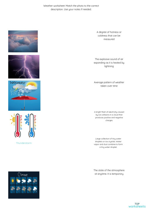Weather Vocabulary Review. Interactive worksheet | TopWorksheets