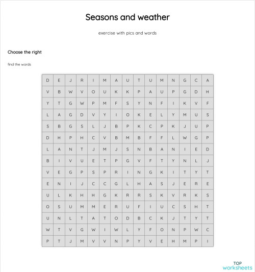 Seasons and weather. Interactive worksheet | TopWorksheets
