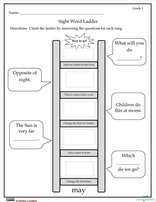 Word Ladders - Sight Words. Interactive worksheet | TopWorksheets