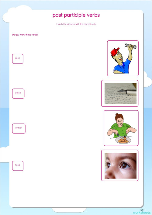 Past Participle Verbs. Interactive worksheet | TopWorksheets