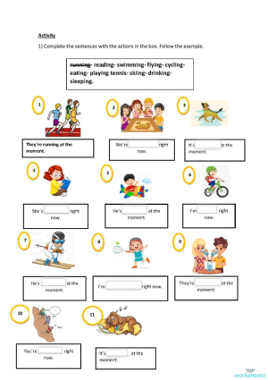 Present continuos. Interactive worksheet | TopWorksheets