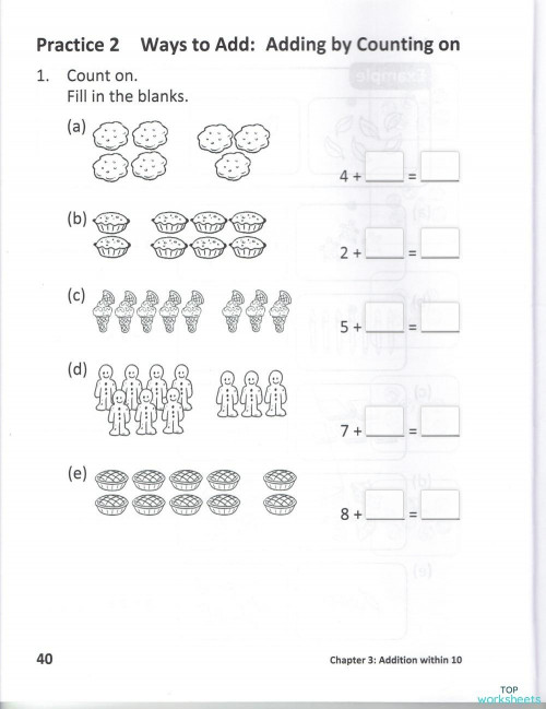 Chapter 3: Practice 2 - Adding by Counting On. Interactive worksheet ...