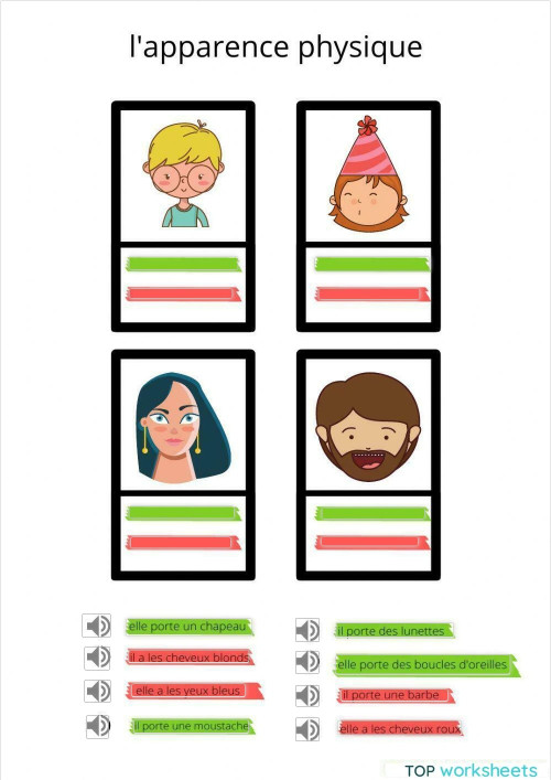 L'apparence physique. Fiche interactive | TopWorksheets