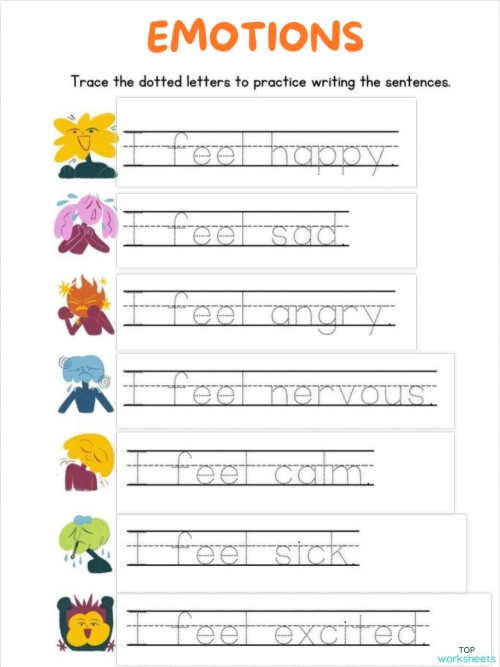 ACTIVITY EMOTIONS K2 NO.1. Interactive worksheet | TopWorksheets
