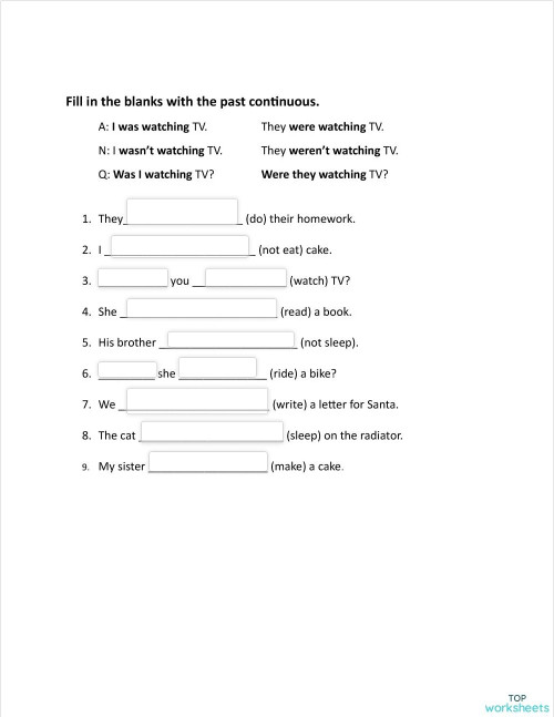 Past Continuous Questions. Interactive worksheet | TopWorksheets
