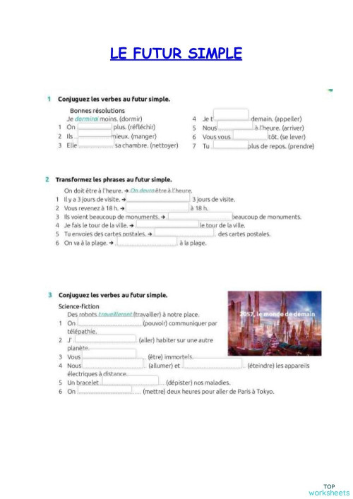 LE FUTUR SIMPLE. Fiche interactive | TopWorksheets