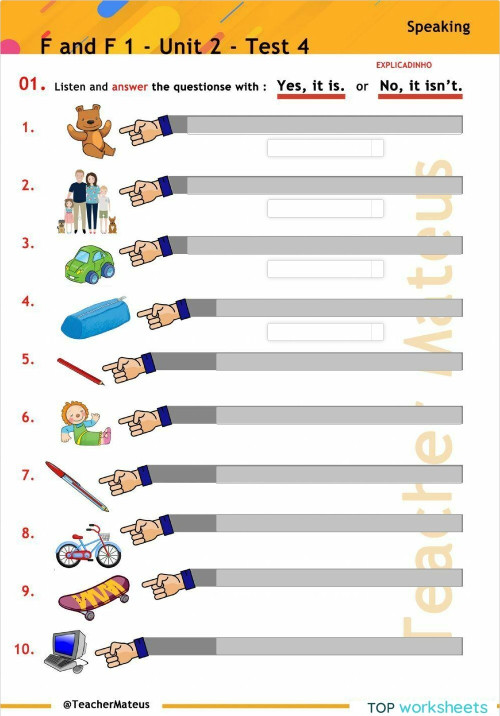 FF 1 - Unit 02 - Test 4 - Listening and Speaking. Interactive worksheet ...