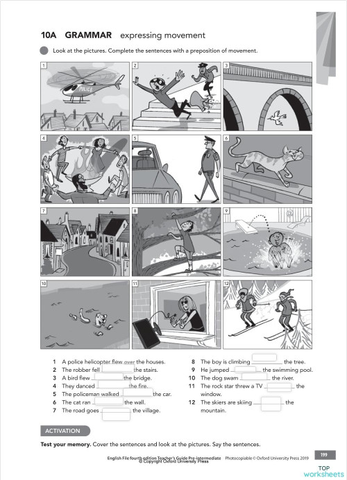 Prepositions- movement. Interactive worksheet | TopWorksheets