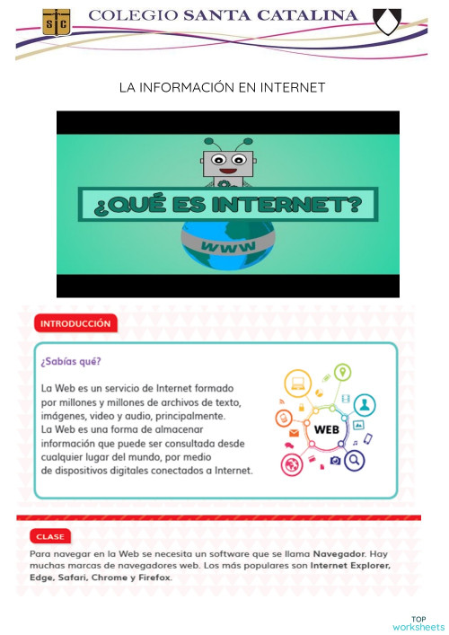 La Información en Internet. Ficha interactiva | TopWorksheets