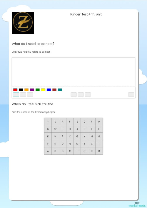 Kinder Test 4 th. unit. Ficha interactiva | TopWorksheets