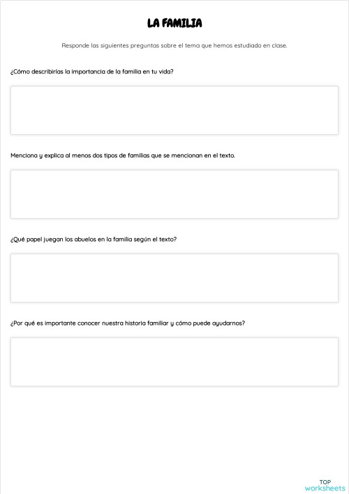 LA FAMILIA. Ficha interactiva | TopWorksheets
