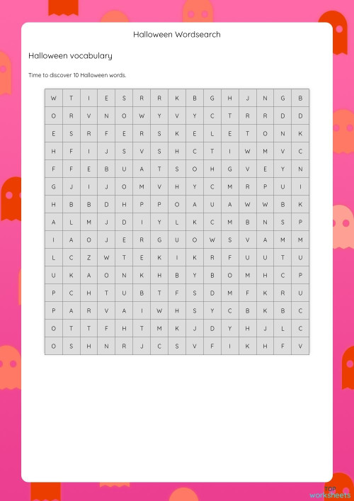 Halloween Wordsearch. Interactive worksheet | TopWorksheets