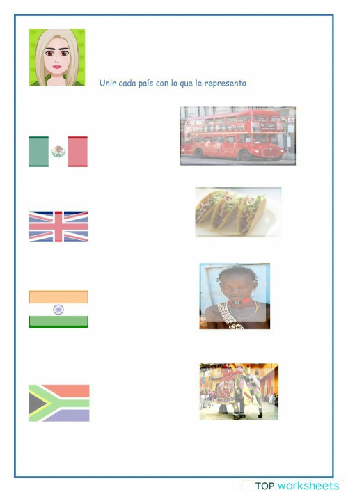 Países del mundo. Ficha interactiva | TopWorksheets