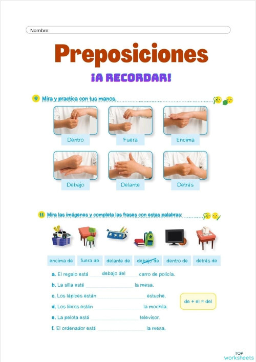 Verbos y preposiciones: fichas interactivas y ejercicios online ...