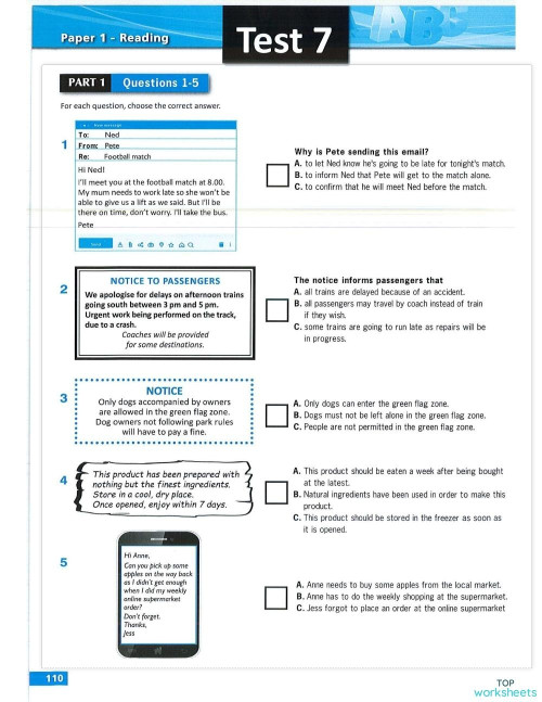 B1 - Exam Trainer - Test 4 - Writing. Interactive worksheet | TopWorksheets