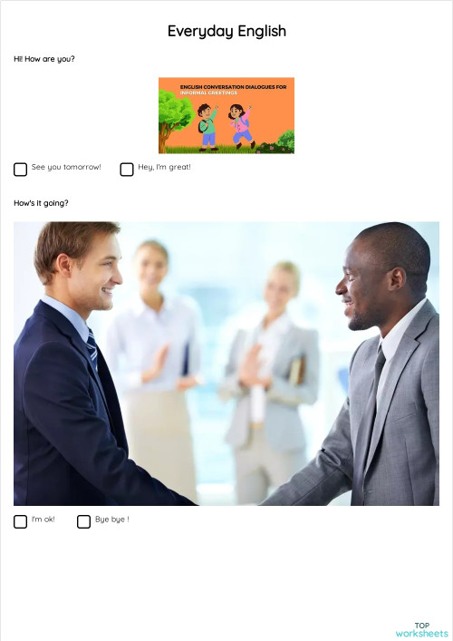 Everyday English. Interactive worksheet | TopWorksheets