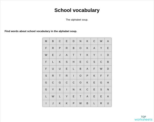 School vocabulary. Interactive worksheet | TopWorksheets