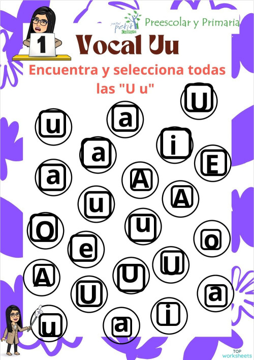 Vocales: fichas interactivas y ejercicios online | TopWorksheets