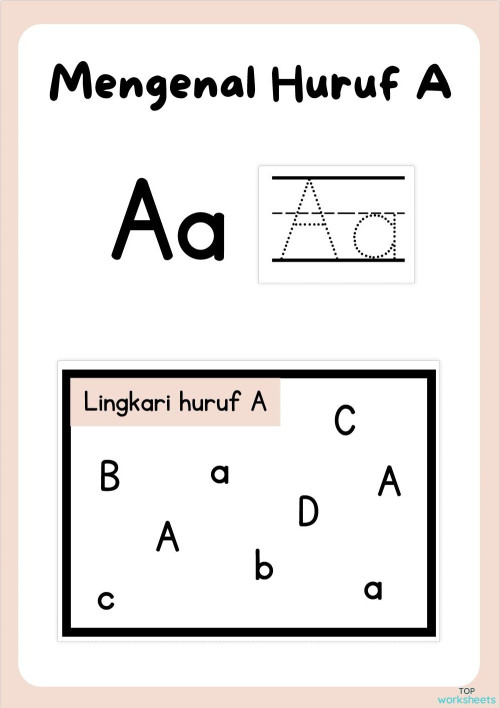 Berlatih Menulis Huruf A. Interactive worksheet | TopWorksheets
