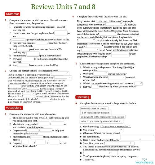 Navigate PI_Review Units 7-8. Interactive worksheet | TopWorksheets