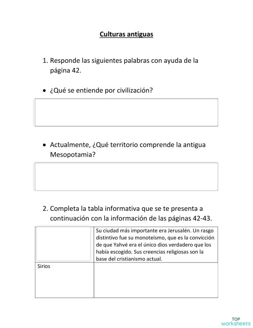 Cultura Antiguas. Ficha interactiva | TopWorksheets