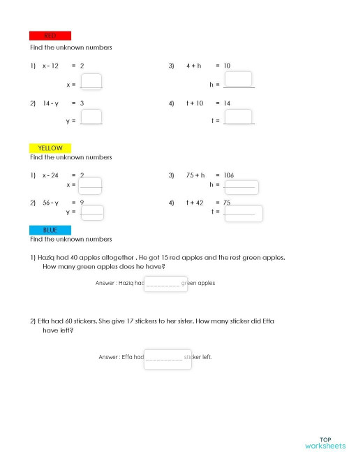 Algebra 1(DIff). Interactive worksheet | TopWorksheets