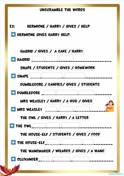 Give someone something HP. Interactive worksheet | TopWorksheets
