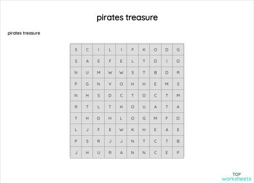 pirates treasure. Interactive worksheet | TopWorksheets