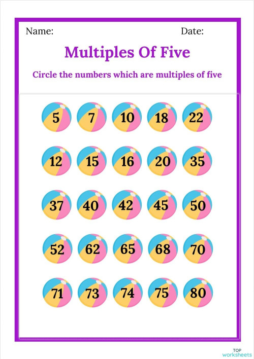 multiples of 5. Interactive worksheet | TopWorksheets
