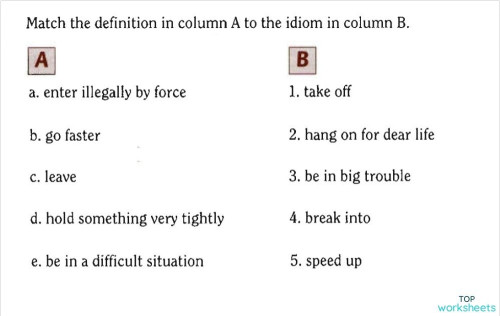 Hang on for dear life. Interactive worksheet | TopWorksheets