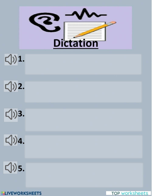 Dictation for Intermediate. Interactive worksheet | TopWorksheets