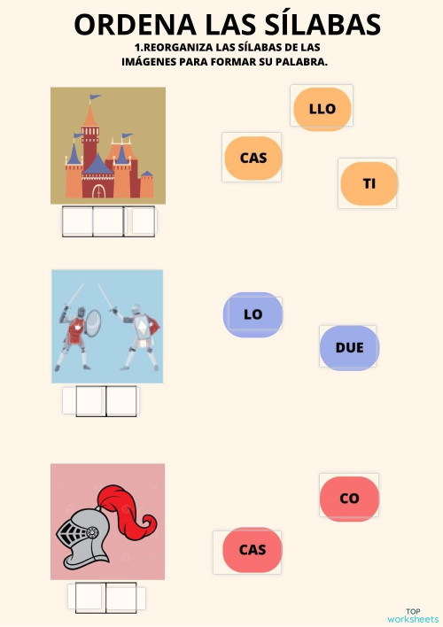 ACTIVIDAD 3 (ORDENA LAS SÍLABAS). Ficha interactiva | TopWorksheets