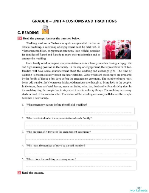 Grade 8 - Unit 4 Customs and traditions (Big 4). Interactive worksheet ...