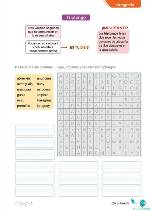 Ortografía: fichas interactivas y ejercicios online | TopWorksheets